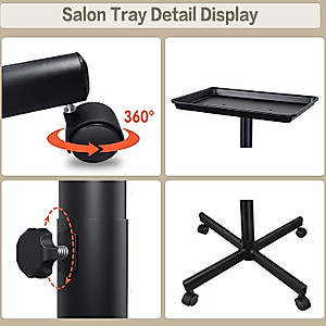 LKT COBTAC Salon Tray on Wheels-Height Adjustable Salon Rolling Tray-Color Tray for Hair Salon