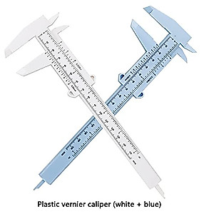 6Inch 150mm Mini Caliper Double Scale Plastic Vernier Caliper, Caliper Measuring Tool, for Carpentry, Student, Jewelry Measuring, etc. (White and Blue)
