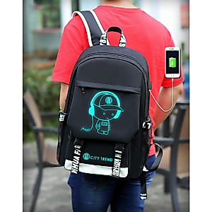 Anime Luminous Astronaut Backpack with USB Charging Port Outdoor Hiking Laptop Bags (6-4PCS)
