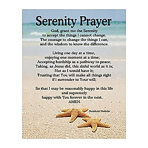 Serenity Prayer - Beach Christian Wall Decor, Starfish Scripture Inspirational Wall Art, Ideal Bible Inspired Wall Print For Living Room Decor, Office Decor, Church, or Beach House Unframed - 8x10
