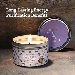 Magnificent 101 Long Lasting Taurus Zodiac Candle | 6 Oz - 35 Hour Burn | Peach Vanilla Scented Soy Wax Candle | Harness The Power of Astrological Signs to Find Your Strength