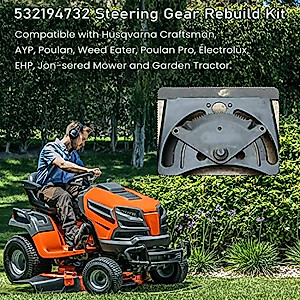 sevencow Steering Gear Rebuild Kit 532194732 for Husqvarna Craftsman AYP Poulan Weed Eater 194732 Sector Plate 587738906 Pinion 532194747 Machined Pivot Bushing & Hardware