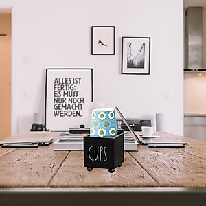 Bathroom Cup Dispenser, Farmhouse Dixie Cup Holder, 3 oz 5 oz Paper Mouthwash Cup Storage Box, Wooden Disposable Cup Caddy, Water Dispenser Cup Holder for Counter top (Black)