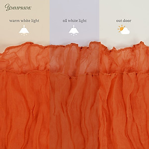 12 Pack Cheesecloth Table Runner 35 x 120 inch Long Boho Cheese Cloth Gauze Table Runners Semi Sheer Table Runner for Wedding Decor, Bridal Shower, Birthday Party (Orange)