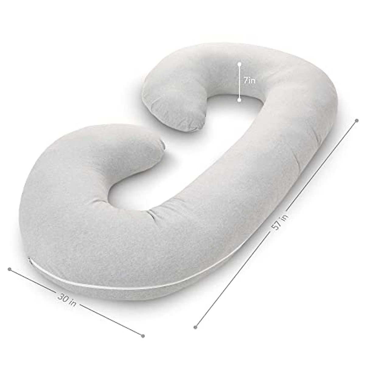 Pharmedoc Pregnancy Pillows, C-Shape Full Body Pillow – Jersey Cover Light Grey – Pregnancy Pillows for Sleeping – Body Pillows for Adults, Maternity Pillow and Pregnancy Must Haves