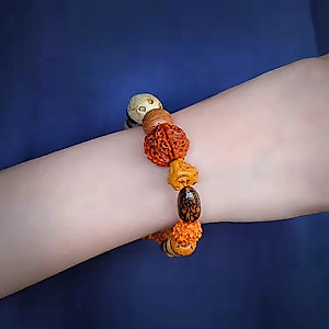 FAZOVIN Handmade Eighteen Bodhi Seed Stretch Bracelet Fortune Protection, Bring You Good Luck, Safty, Healthy, Wealth and Success