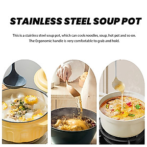 Operitacx Saucepan Pasta Pot Noodle Pot with Lid Handles Stainless Steel Stock Pot Metal Stew Pot Ramen Cooker for Boiling Water Milk Sauce Gravies Noodles 18cm Hot Pot