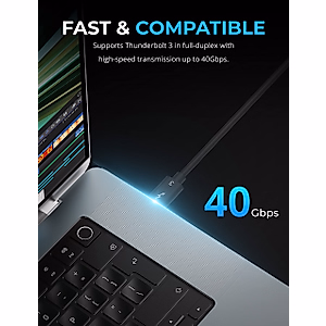 SABRENT Thunderbolt 3 USB-C Cable [Certified] 7.8" (20cm) | 40 Gbps | 100W Charging | E Mark Chip | for MacBook, Laptops, Docks [CB-T320]