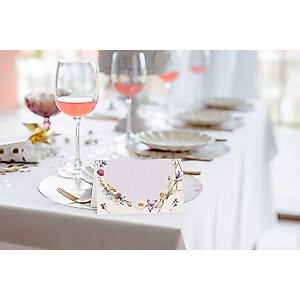 Place Cards for Floral Party, Editable Name Place Cards, Seating Place Cards for Tables, Tent Style Cards for Wedding, Valentine's Day, Bride & Baby Shower, Easy Folding, Pack of 25 Escort Cards(B10)