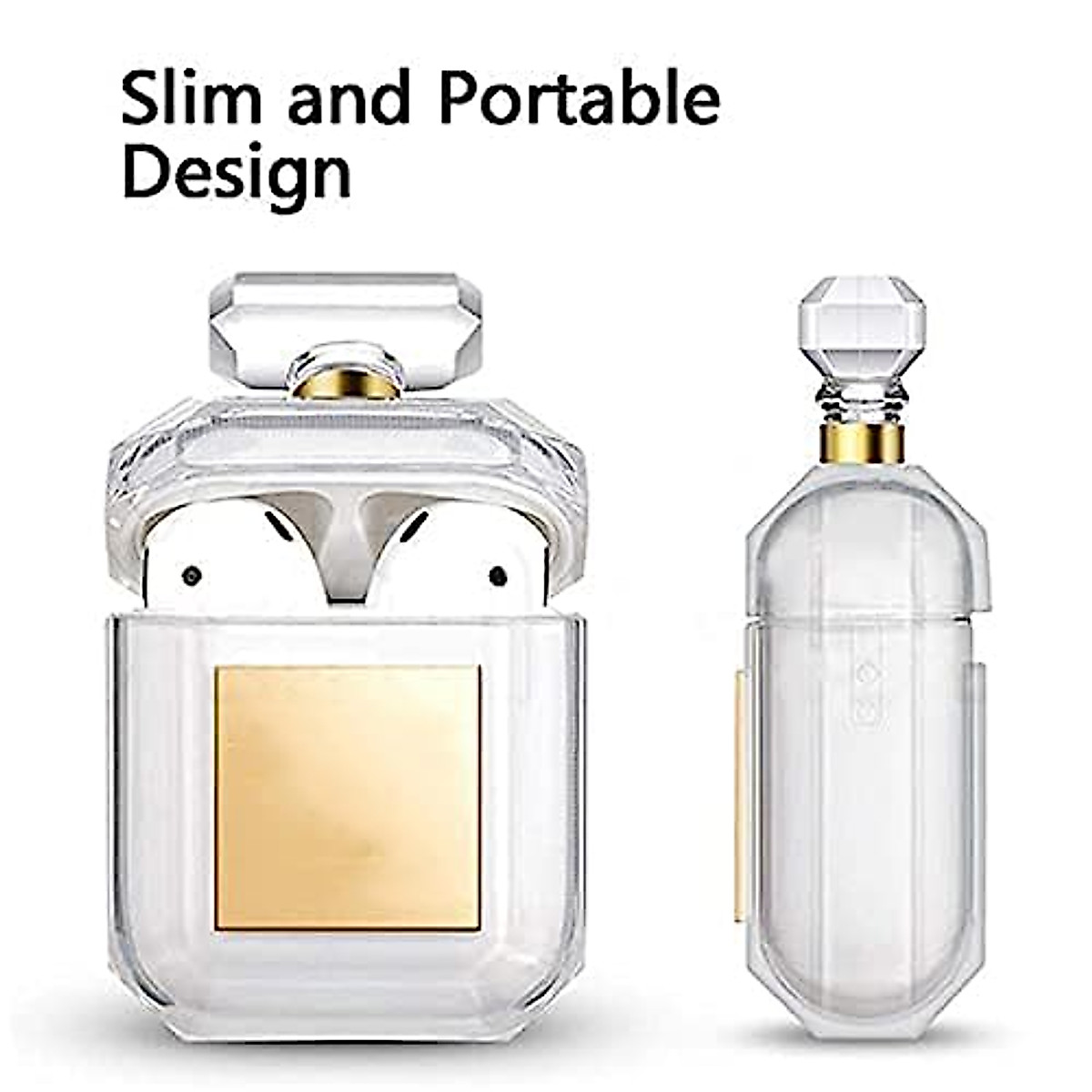 Pummelouty AirPods Case Perfume Cover with Keychain Perfume Bottle and Fur Ball, Luxury Cute Design Silicone Soft Shockproof AirPods Case for Girls and Women