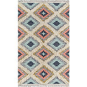 Novogratz by Momeni Indio 100% Wool Hand Made Contemporary Area Rug, 5' X 7', Multi