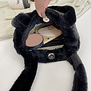 Shoulder Bags for Women Plush Tote Underarm Bags Soft Fluffy Casual Shoulder Handbags