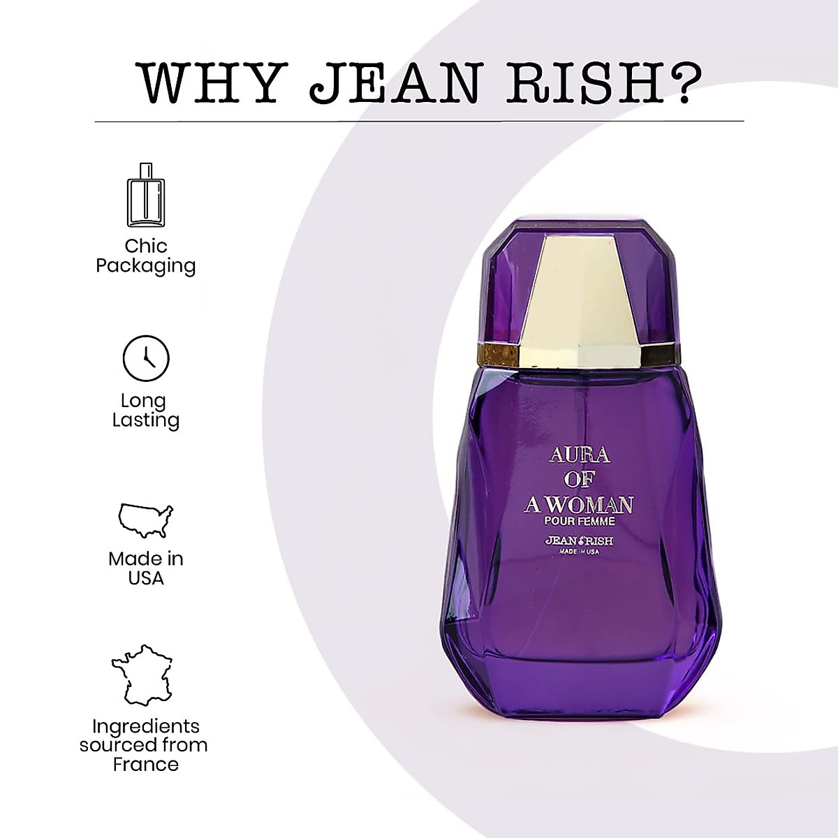 Jean Rish Aura of a Woman Eau De Parfum (3.4 Fl Oz / 100ml) Perfume for Women with Jasmine & Amber Notes - Long Lasting and Luxury Fragrance