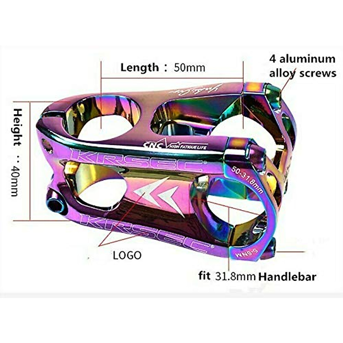 U/A 31.8 50mm MTB Mountain Road BMX XC Bike Handlebar Stems Bicycle bar Stem