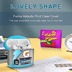 2Pack Food Case for Airpods Pro 2 Case Cover, Silicone 3D Cartoon Fashion Fun Cute Airpod Pro 2nd Generation Case Cover for Girl Boys Teens (Purple Potato Chips & Sport Water)