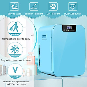 ARLIME 20 L Compact Cooler Warmer Mini Fridge for Bedroom, Office, Car, Dorm - Portable Makeup Skincare Fridge with Digital Temperature Control (Blue)