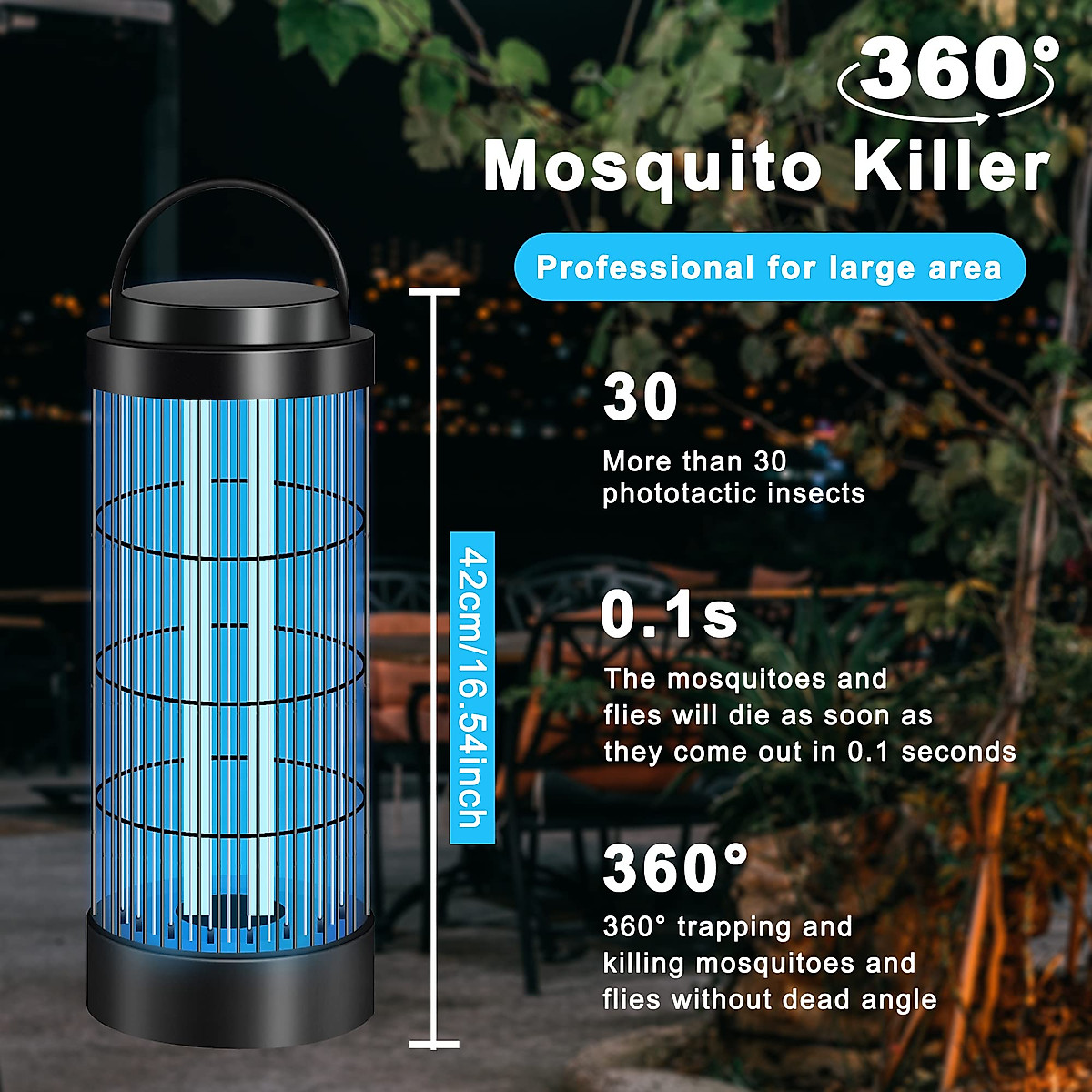 40W Electric Bug Zapper for Indoor Outdoor, Mosquito Zappers Killer Power Grid Fly Killer, Insect Fly Traps Electric Shock Bug Catcher Mosquito Light Bulb for Backyard, Patio