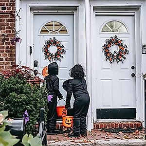 Halloween Wreaths Fall Front Door Wreath, Halloween Wreaths Pinecone Welcome Sign Fireplace Harvest Porch Wall Halloween Pumpkins Orange Wreaths Props Indoor