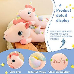 NXNYNZ Unicorn Plush Stuffed Animals for Girls, 51.1in Soft Cute Pink Unicorn Body Pillow Plushie Toys with Wings Birthday Gifts for Kids Boys