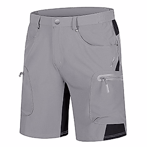 TACVASEN Men's Casual Shorts 10" Inseam Quick Dry Water Resistant Hiking Cargo Outdoor Grey Golf Shorts with Zipper Pockets for Work