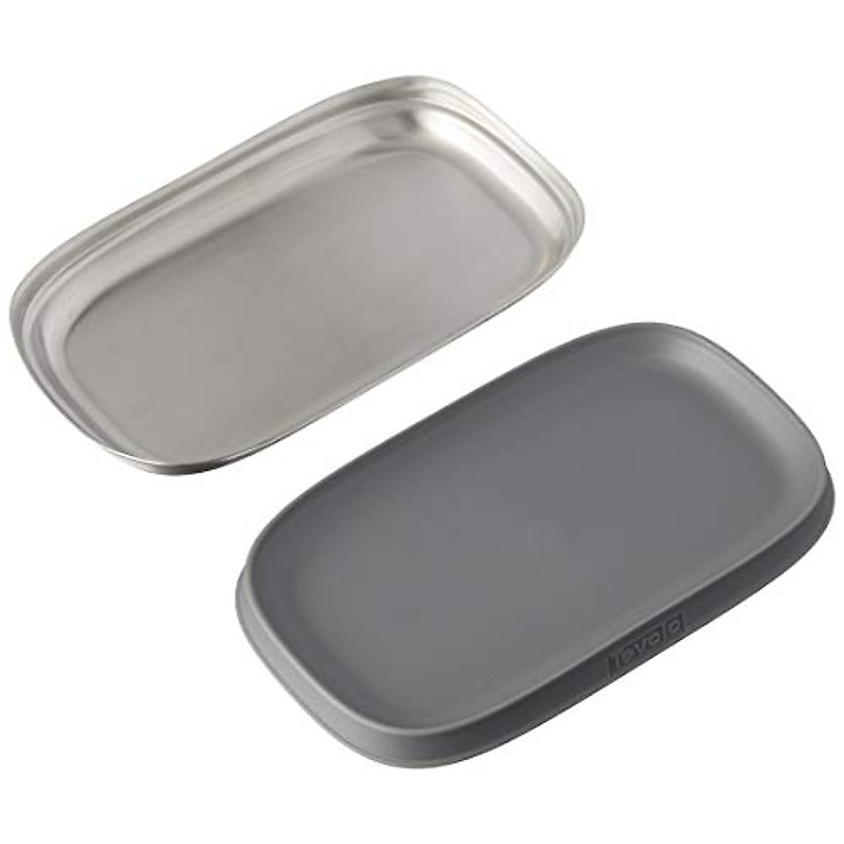 Tovolo Stainless Rest, Heat-Resistant Double 2-Piece Magnetic Spoon Stovetop, BPA-Free Nylon Cooking Utensil Holder for Stove, Dishwasher Safe, Charcoal/Stainless Steel