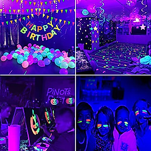 Wiyifada LED Black Light Bulbs 2 Pack, Dimmable A19 10W Blacklight bulb Replace Up to 100W, 110V E26 Base Black Light UVA Level 385-400nm, Glow in the Dark for Body Paint, Blacklights Party, Halloween