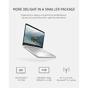 HP 14 Laptop, 11th Gen Intel Core i3-1115G4, 4 GB RAM, 128 GB SSD Storage, 14-inch Full HD Display, Windows 10 in S Mode, Long Battery Life, Fast-Charge, Thin & Light Design (14-dq2020nr, 2021)