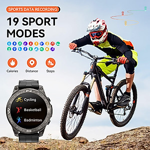 Smart Watches For Men,Women 1.43'' Bluetooth Smart Watch for Android & iOS Full Touch Screen, Blood Oxygen Heart Rate Sleep Monitor Activity Tracker, IP68 Waterproof, Outdoor Fitness Watch (Black)