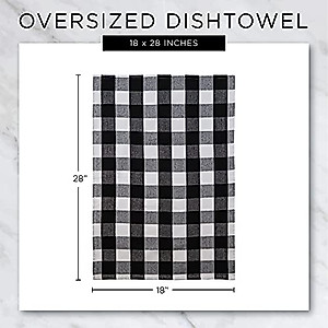 DII Washed Waffle Weave Collection, Dishtowel Set, 18x28, Dusty Blue Check, 2 Piece