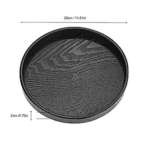 Tea Tray, Round Shape Solid Wood Tea Coffee Snack Food Meals Serving Tray Plate Restaurant Trays(11.8 inch)