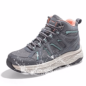 ANJOUFEMME Hiking Boots Women Waterproof Lightweight Outdoor Trekking Camping Trail Grey Hiking Boots Winter Ankel Hiking Boots