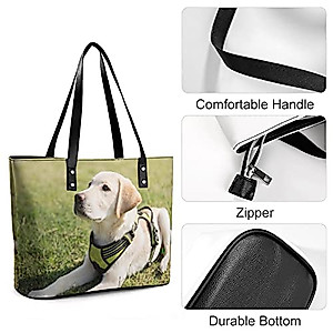 Womens Handbag Labrador Dog Leather Tote Bag Top Handle Satchel Bags For Lady