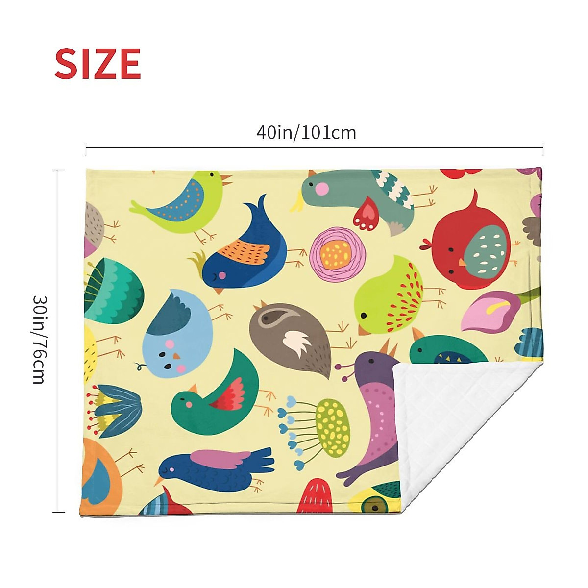 Vintage Birds Newborn Swaddle Blanket, Soft Stretchy Baby Receiving Blanket for Boys and Girls, Perfect Shower Gifts, 40x30 Inch