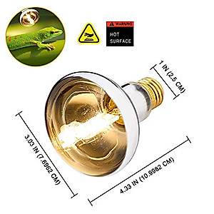 HANJION 100W Reptile UVA Infrared Basking Spot Lamp,Full Spectrum Sun Soft Lighting Heat Bulbs,Bearded Dragon Light Bulbs for Reptile & Amphibian,Silver-2 Pack