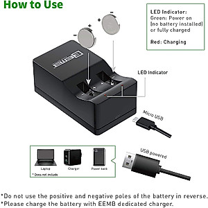 EEMB LIR2450 Rechargeable Battery 2450 Li-ion Battery Charger with 3.7V 120mAh Lithium-ion Coin Cell Battery