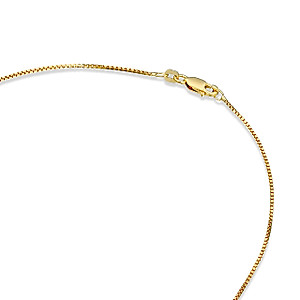 PAVOI Square Box Solid 925 Sterling Silver, 22K Gold Plated, 1mm Italian Diamond-Cut Square Box Chain Necklace for Men and Women, MADE IN ITALY (18, Yellow Gold)