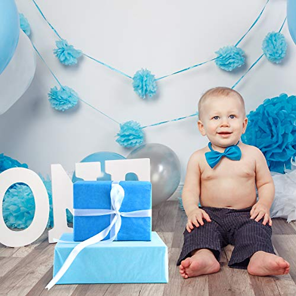 PLULON 90 Sheets Frozen Mermaid Birthday Party Blue Tissue Paper, Gift Wrap Tissue Paper Sheets for Packaging Birthday Gift Wrapping Paper Baby Shower Bachelorette Bridal Shower Blue Party Decorations