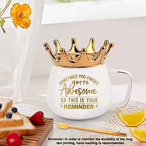 Coffee Mugs for Women, Thank You Gifts for Women Coworkers, Awesome Gifts & 2024 Graduation Gifts, Birthday Gift Sets for Women Friendship Appreciation Gifts for Boss-Unique Crown Gifts