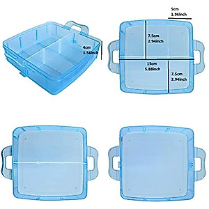 RainbowBaby 3-Tier Stackable Storage Box Organizer, 18 Adjustable Compartments, Small Plastic Craft Case Container Bins for Sewing Accessories, Jewelry Beads Arts and Crafts Beauty Supplies (White)