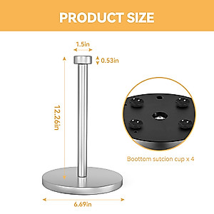Bilillo Paper Towel Holder Countertop, Paper Towel Holder Stand with Weighted Base Suction Cups, Stainless Steel Paper Towel Holder for Kitchen Bathroom (Silver)