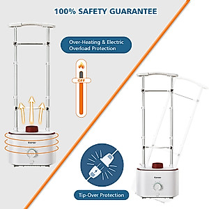 COSTWAY Portable Clothes Dryer, 1050W Multifunctional Clothes Drying & Ironing Machine, with Timer & Hot/Cold Wind, Automatic Garment Dryer & Iron Rack for Shirts/Sweaters/Coats/Jeans