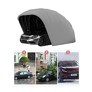 Stainless Steel Grey Carport, Foldable Retractable Car Awning, Semi-Automatic Durable Shelter, Mobile Folding Garage L5.5m * W 2.5m * H 2.3m