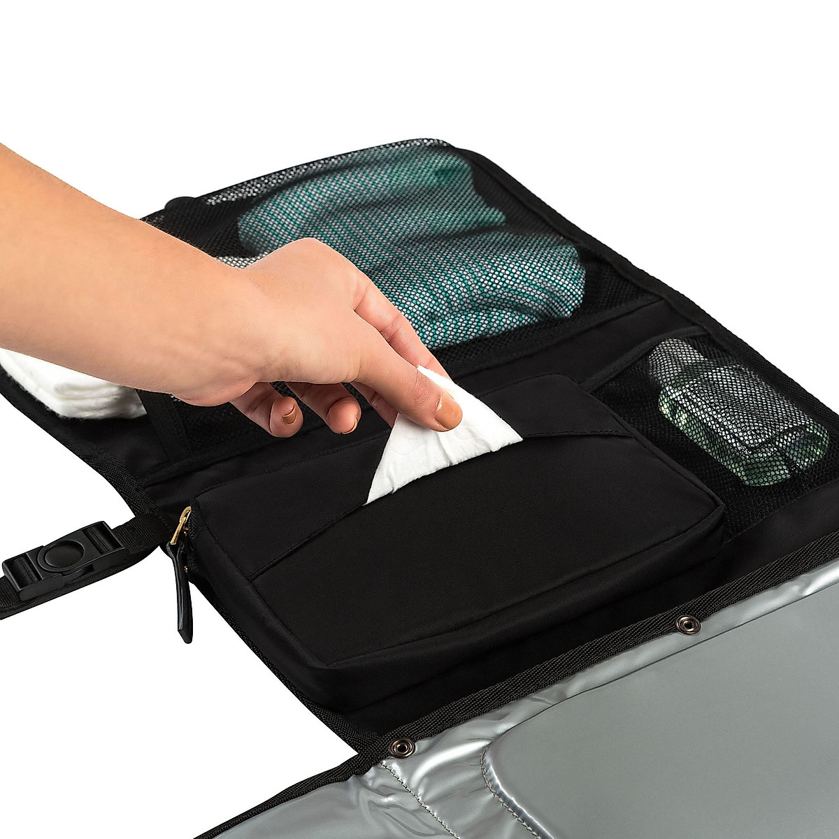 Best Portable Changing Pad for Smart Parents, Newly Design Wipe Pouch, Extra Storage, Fits Easily Into Diaper Bag, Large Detachable Padded Mat with Non-Skid Backing, Liquid Resistant Machine Washable