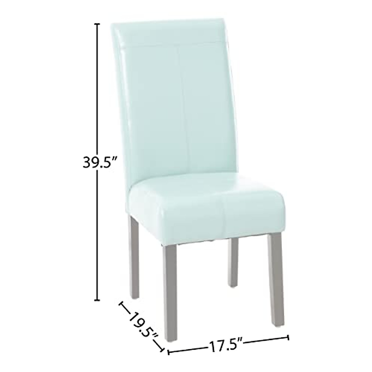 Christopher Knight Home Pertica T-Stitch Leather Dining Chairs, 2-Pcs Set, Teal Blue