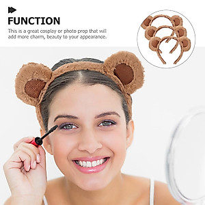 Beaupretty 3pcs Bear Ears Headband Halloween Animal Cosplay Headwear Party Prop Favors for Women Girls Brown