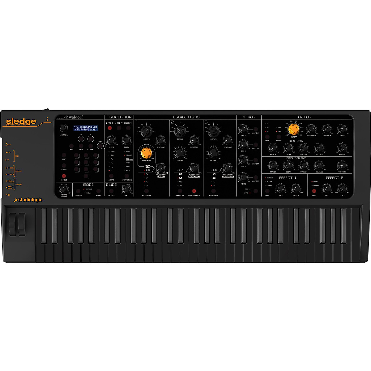 Studiologic Sledge 2 Black Edition Synthesizer with 61-Key Semi-Weighted Keyboard