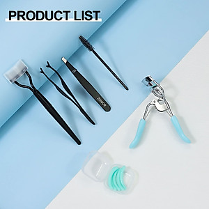 Zowor Eyelash Curler with Comb and Brush Fit All Eye Shape Curved Eyelash Curlers with 5PCS Silicone Refill Pad,Natural and Long Lasting Lash Curler for Women Make Up Gift(Blue)