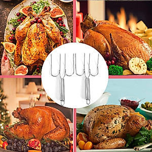 Thanksgiving Turkey & Roast Lifters, Stainless Steel Roaster Forks, Transfer Chicken or Ham Poultry Lifters Easily, Four Needle Meat Fork, Set of 2