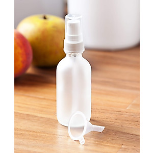 JUVITUS 2 oz Frosted Clear Glass Boston Round White Treatment Pump Bottle + Funnel (24 pack)