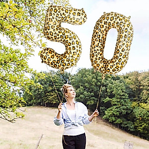 Leopard Print Number 50 Balloons Birthday Party Decorations Cheetah Theme Large Foil Mylar Helium 50th Balloon Big Birthday Party Supplies